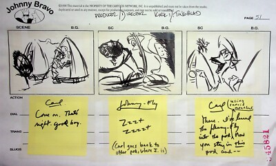 Johnny Bravo KIRK TINGBLAD SIGNED Hand Drawn Production Storyboard Page ...