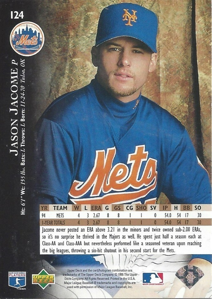 1995 Upper Deck Electric Diamond Silver Jason Jacome 124 Mets | eBay