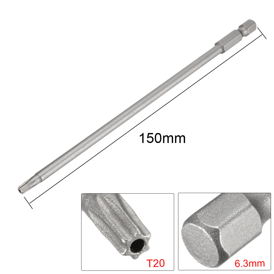 10 Pcs 1/4" Hex Shank T20 Magnetic Torx Screwdriver Bits 150mm Length ...