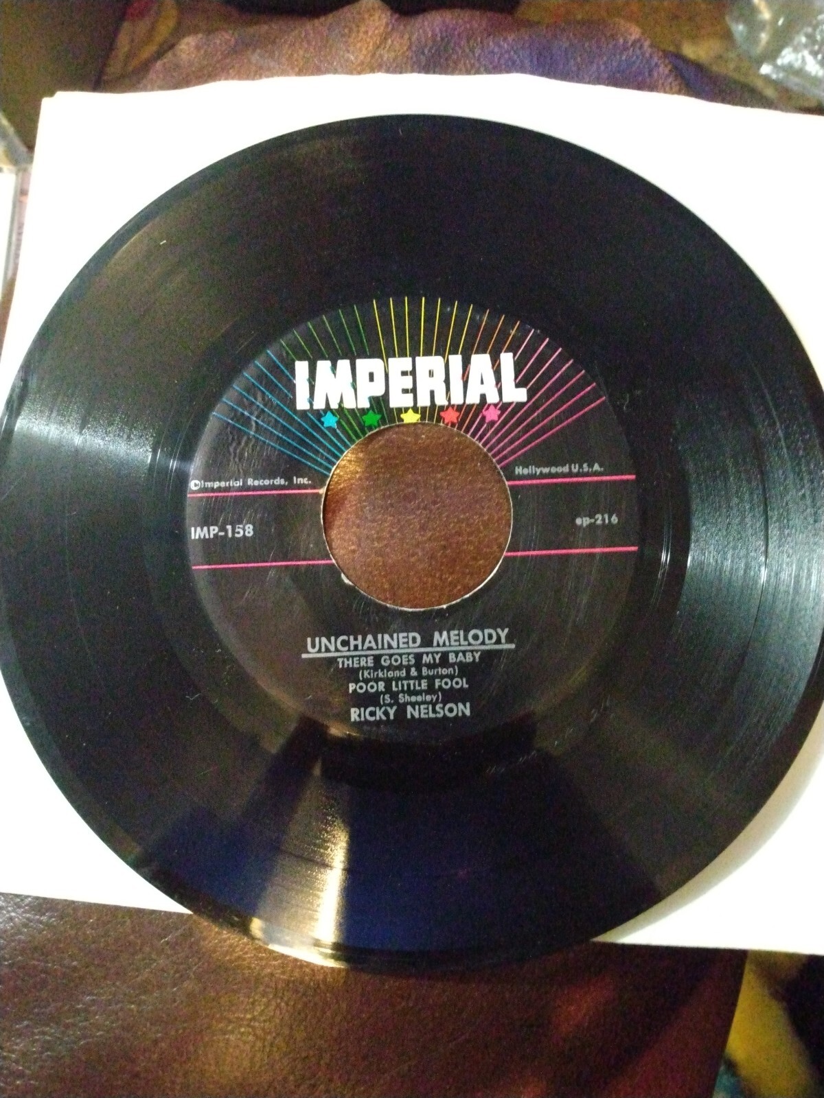 Ricky Nelson - Ricky Nelson (Unchained Melody) Imperial IMP-158 7" 45 ...