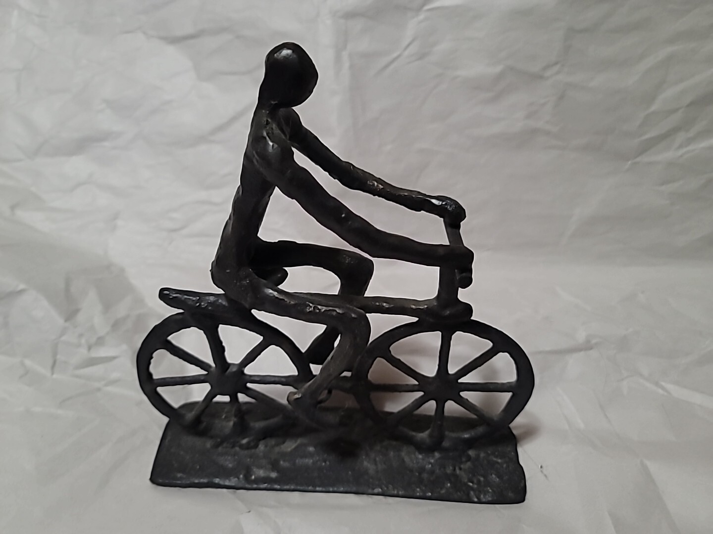 Cast Iron Man Riding Bicycle Figure - Used Good Condition | eBay