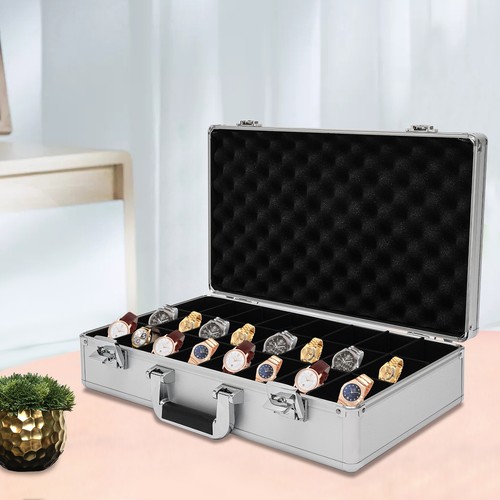 Watch Case Jewelry 24 Grid Aluminum Alloy Box Watch Case Briefcase ...