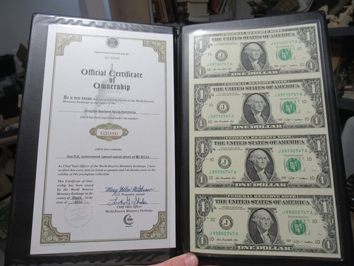 Uncut Feuille 2009 Un Dollar Bills US Banker's Vault Fed Portfolio ...