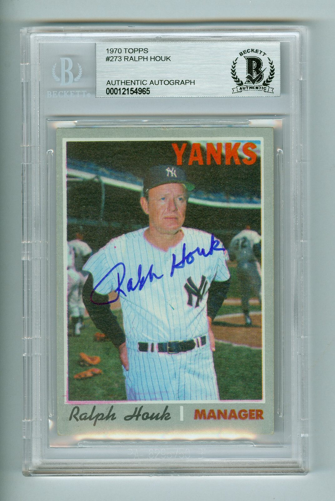 Ralph Houk Autographed 1970 Topps Card #273 Yankees Beckett Authentic ...