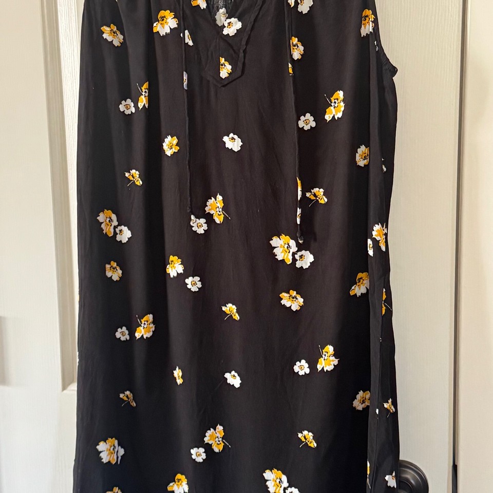 Old Navy Womens Black Yellow White Flower Print Dress Size M Medium | eBay