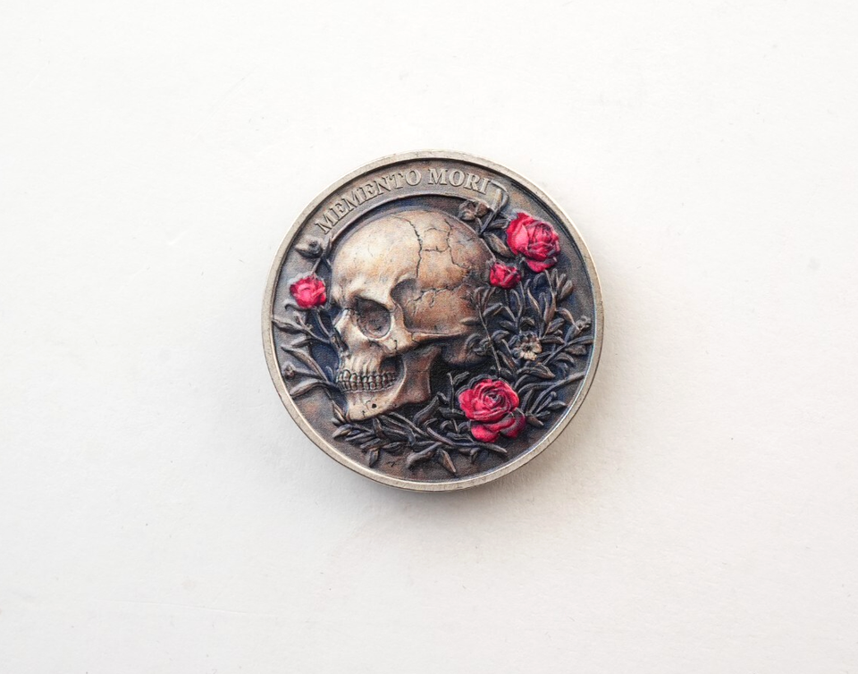 Rose Skull Memento Mori Coin Amor Fati Skull Challenge Coin Stoic ...