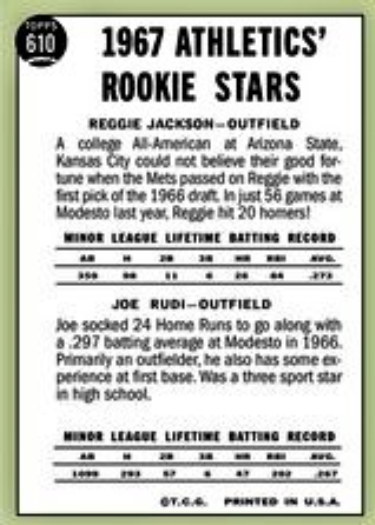 REGGIE JACKSON JOE RUDI ROOKIE STARS 67 ### BUY 5 GET 1 FREE ## | eBay