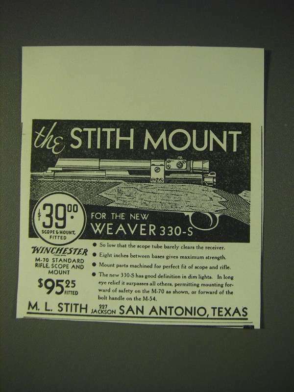 1937 M.L. Stith Mounts Ad - for the new Weaver 330-S | eBay