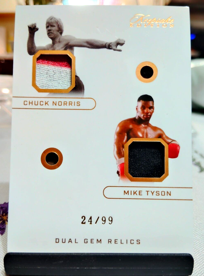 2024 KEEPSAKE MULTI-SPORT CHUCK NORRIS MIKE TYSON DUAL GEM RELIC PATCH ...