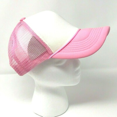 Snapback Mesh Trucker Hat Team Pink White Adjustable Solid Foam Blank ...