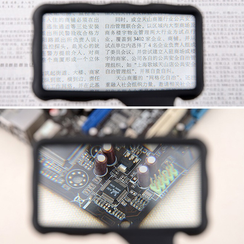 Square Lens Handheld Magnifying Glass with LED Light for Reading ...