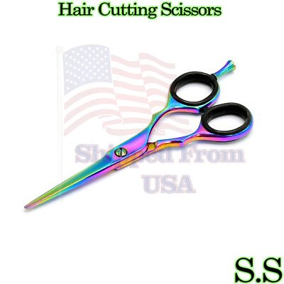 Barber Hair Cutting Scissors Rainbow Multi 5.75" Beauty Instrument BTS ...