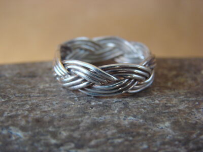Navajo Indian Twisted Sterling Silver Ring Band by Verna Tahe - Size 6 ...