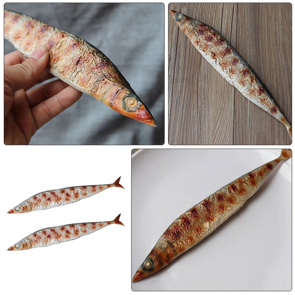 2 Pcs Faux Food for Decoration Artificial Roast Fish Toy Barbecue ...