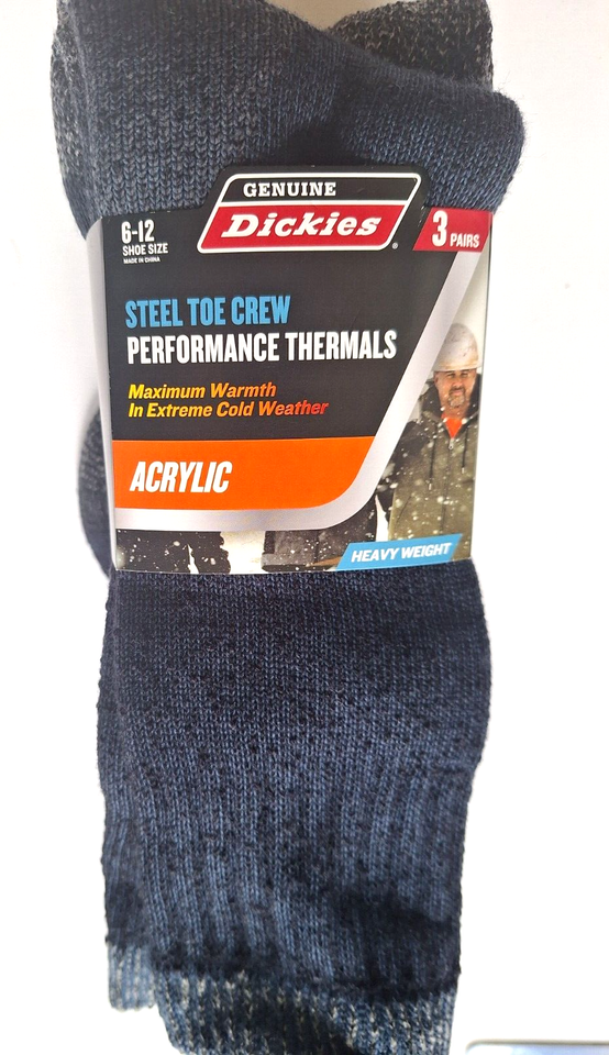 NEW Dickies 3ct Steel Toe Performance Thermal Acrylic Crew Socks Blue ...