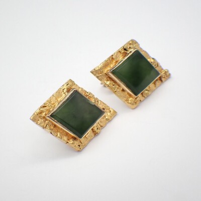 Alaskan Gold Nugget Nephrite Stud Earrings 10K Gold | eBay