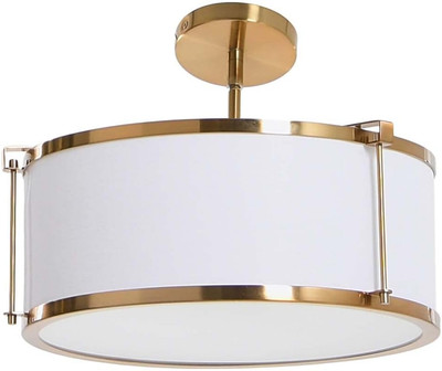Harrison - Metal Semi-Flush Mount Ceiling Light with Captured Linen ...