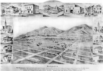An illustrated map of the town of Monrovia Los Angeles California Old ...