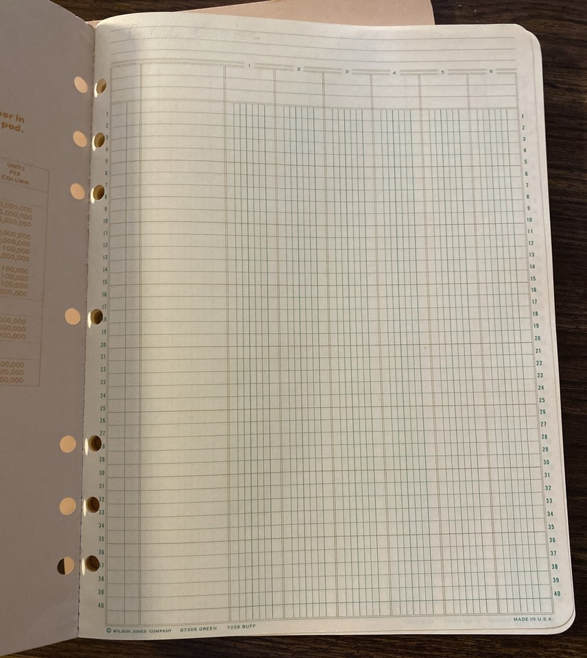 Two - Vintage Wilson Jones Columnar Pads - Buff 6 Columns - 7206 - NOS ...