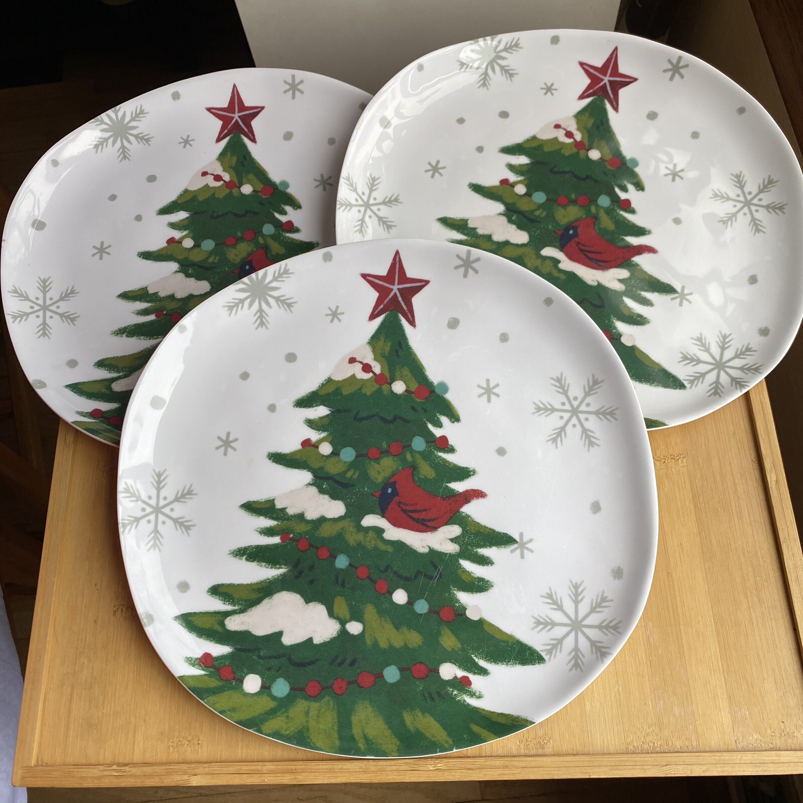 Target Threshold melamine 2017 CHRISTMAS TREE dinner plates 10.5" Set ...