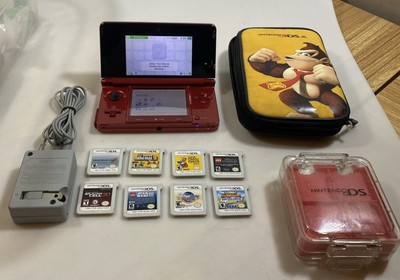 Nintendo 3DS Red Handheld Console Flame Red CTR-001 W/Charger, Case ...