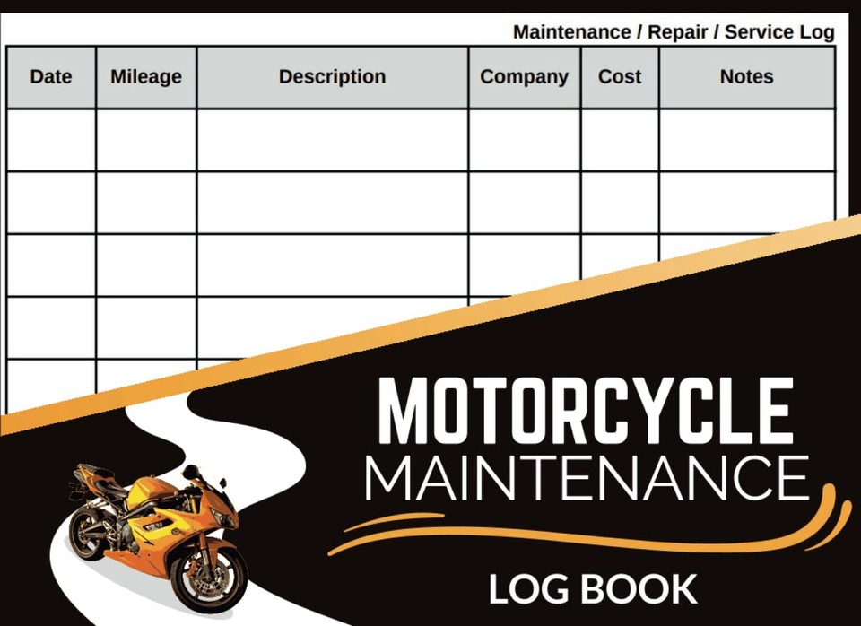 Motorcycle Maintenance Log Book: Track Repairs, Oil Changes, Mileage ...