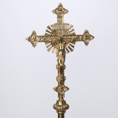 Solid BRASS CHURCH PROCESSIONAL CROSS WITH POLE #5RBC RAYS, *NO BASE ...