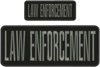Law Enforcement Embroidery Patches 4x10 and 2x5 hook on back GRAY ON ...
