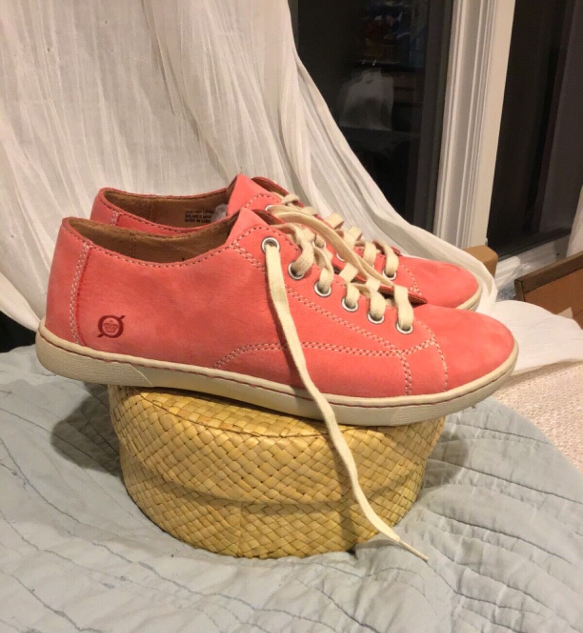 Born Red Suede Leather Sneakers Tie Up Size 7M - Gem