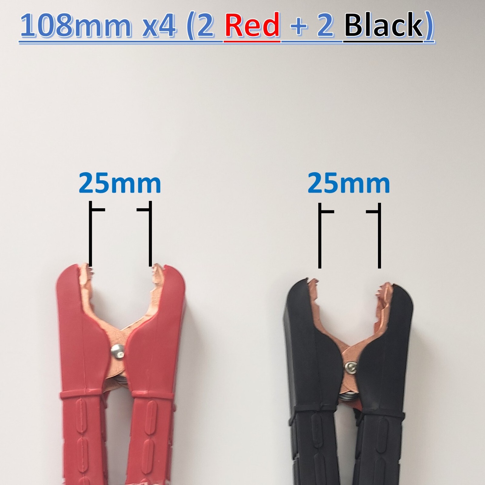 4x Large Crocodile Clips Clamps Battery Electrical Test Insulated 108MM ...