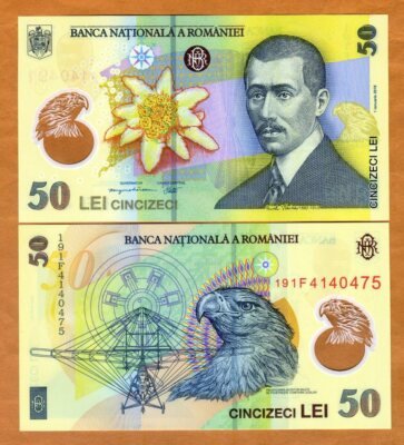 Romania, 50 Lei, 2018 (2019), POLYMER, P-120i, UNC Eagle, Airplaine | eBay