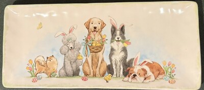 Pier 1 Imports Dogs Easter Parade Bunny Ears Serving Platter Tray | eBay