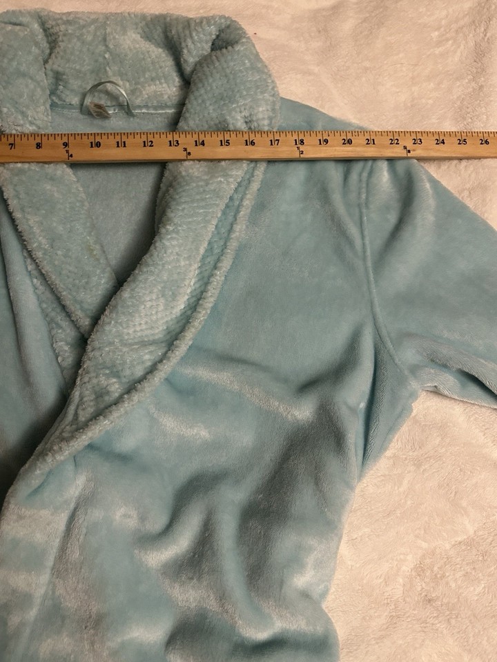 PINK Victoria’s Secret Long Robe Size XL Blue Fuzzy Bathrobe Cozy Soft ...