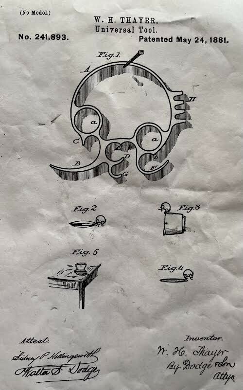 Thayer 1881 combo kitchen tool cast-iron trivet, stove lid lifter ...