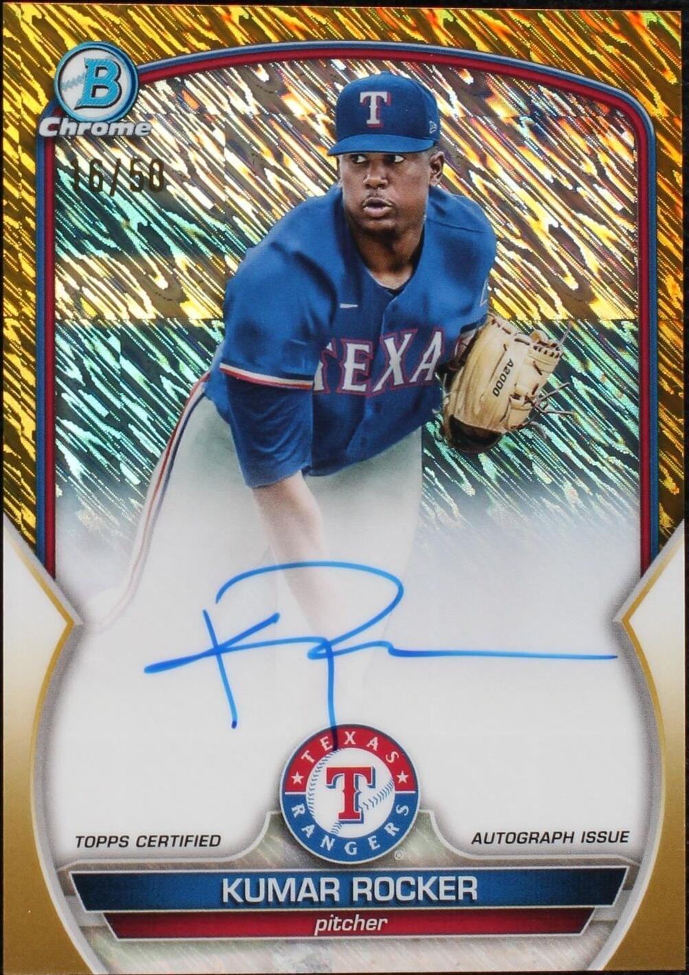 2023 Bowman - Chrome Prospect Autographs Kumar Rocker #CPA-KR Gold ...