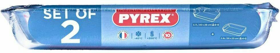 Pyrex Roaster Glass Dish Baking Roasting Bake Classic 2 Piece Set ...