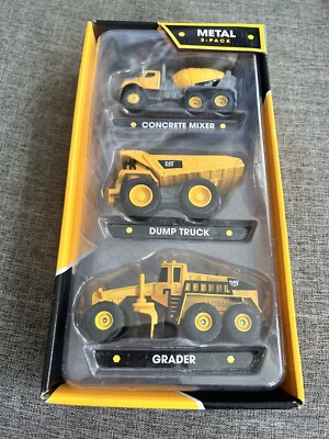 Caterpillar Cat 3 Pack Construction Vehicle Metal Diecast Grader Mixer ...