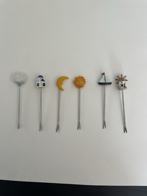 6-Vintage Shell Cocktail Picks Appetizer Seashells Party Toothpicks ...