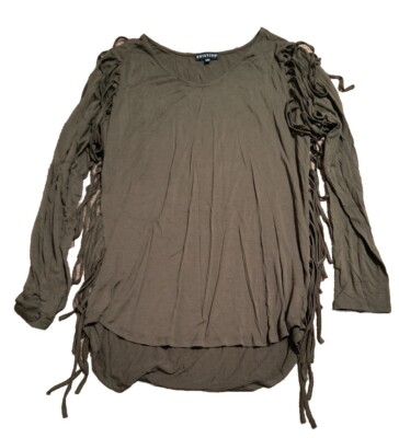 Kristine Women's Top Hunter Green With Fringe Size L/XL | eBay