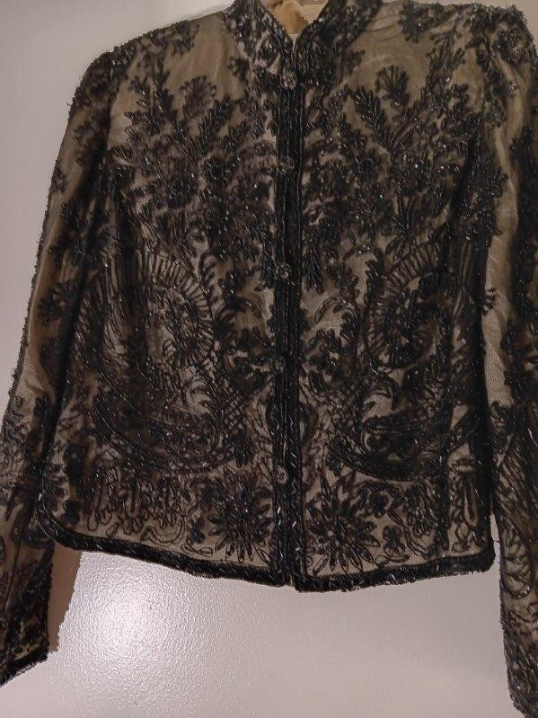Exquisite Black Sheer Embroidered Jacket - Intricate … - Gem