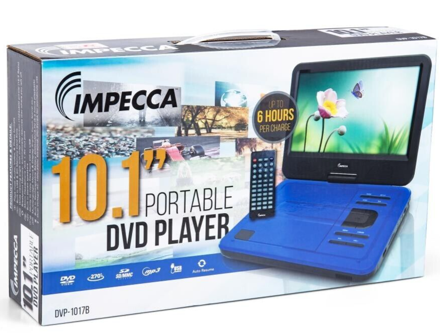 IMPECCA 10.1" Portable DVD Player 270° Swivel Screen USB/SD 5 Hour ...