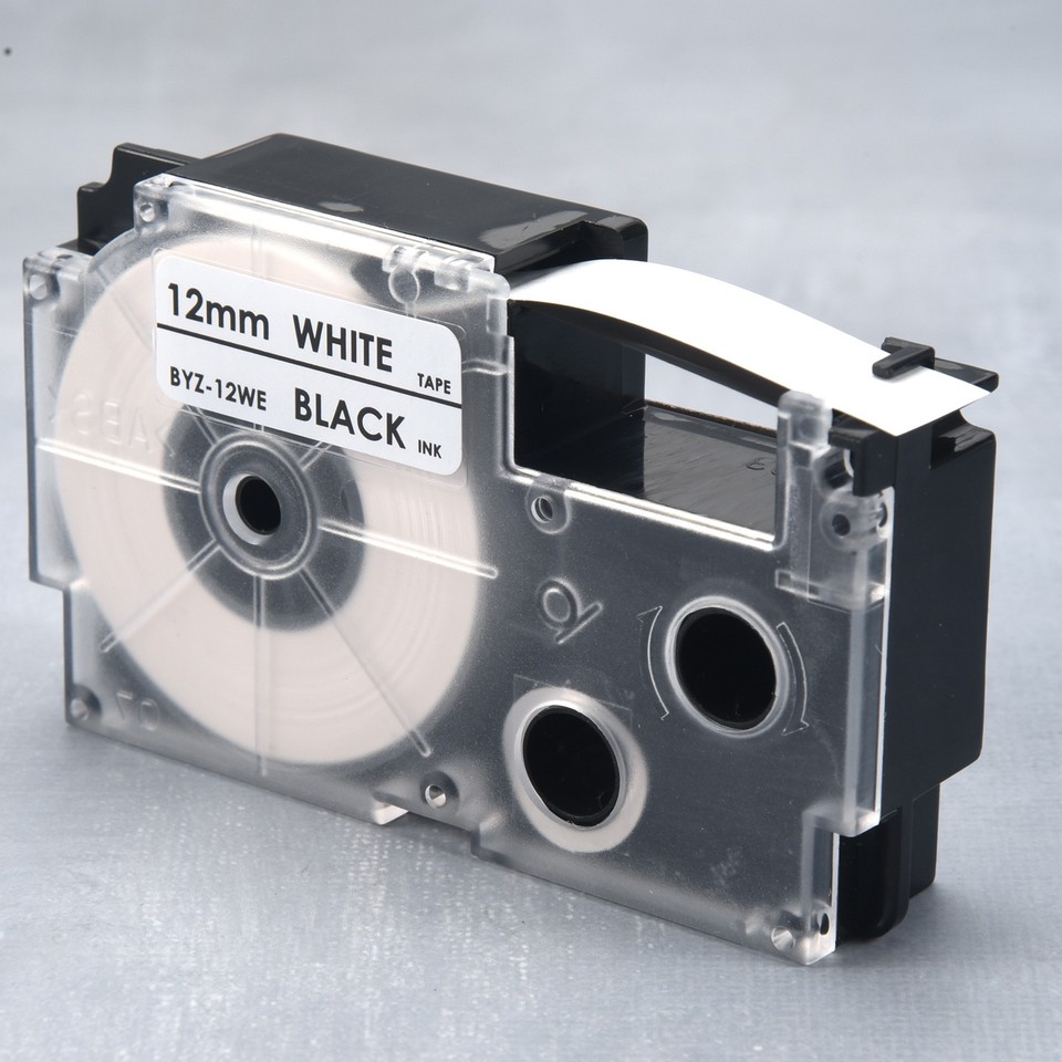 2X(4 Pack 12mm Black on White Label Tape Label Maker Compatible with ...