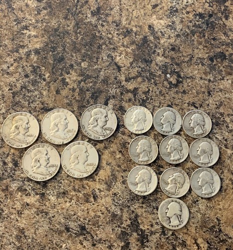 $5 Face Value SILVER Coins..5 Silver Halves And 10 Quarters!! 90% ...