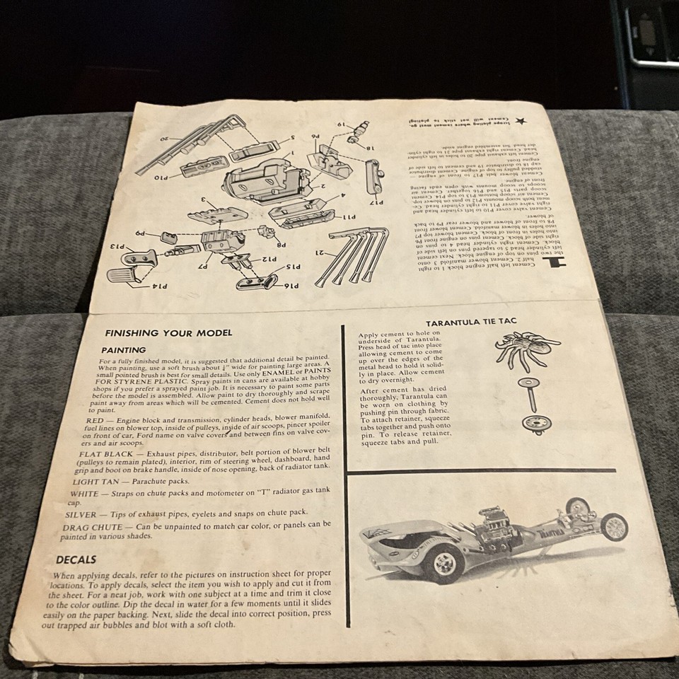1968 T’rantula Wild Fuel Drag Coupe Model Kit Monogram Instruction ...