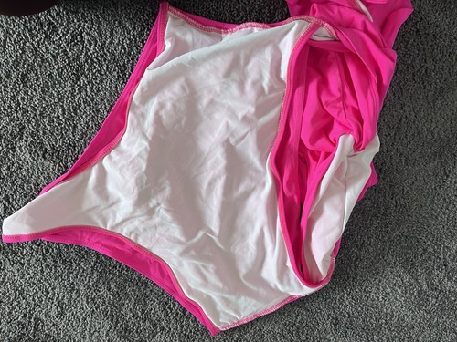 1 Piece Ruffled Sleeves Hot Pink Mono Bathing Suit 👙 XL NWOT Control ...