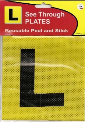 SEE THROUGH L PLATES LEARNER DRIVER YELLOW REUSEABLE PEEL & STICK PLATE ...