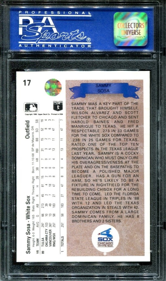 1990 Upper Deck Sammy Sosa #17 Rookie RC PSA 9 | eBay