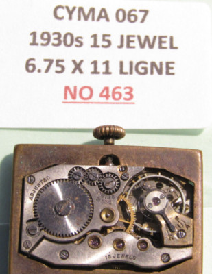 Vintage Cyma 067 watch Movement Good Condition c1930s 15 Jewels lot 463 ...