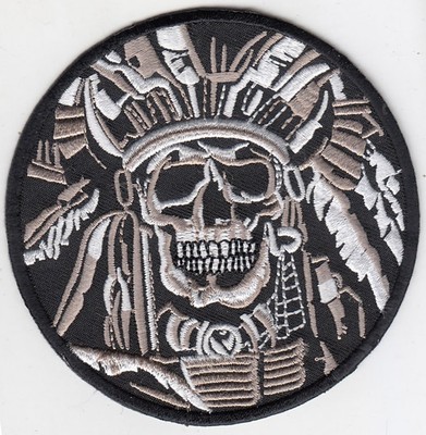 Skull Chief (White/Gold) Embroidered Patches 3.5" Diameter iron-on | eBay