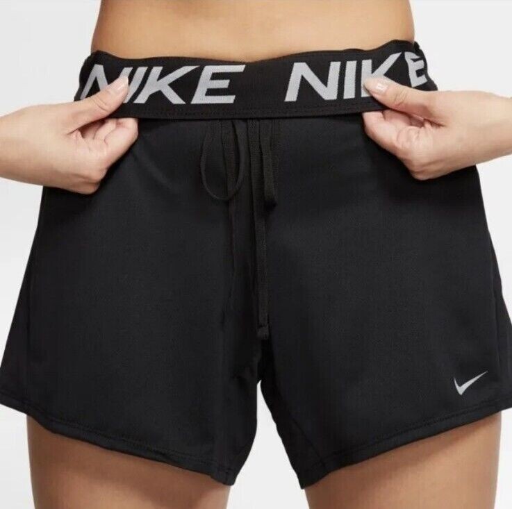 WOMEN'S NIKE PRO RUNNING SHORTS BLACK WHITE SPORTSWEAR DX6024-010 SMALL ...